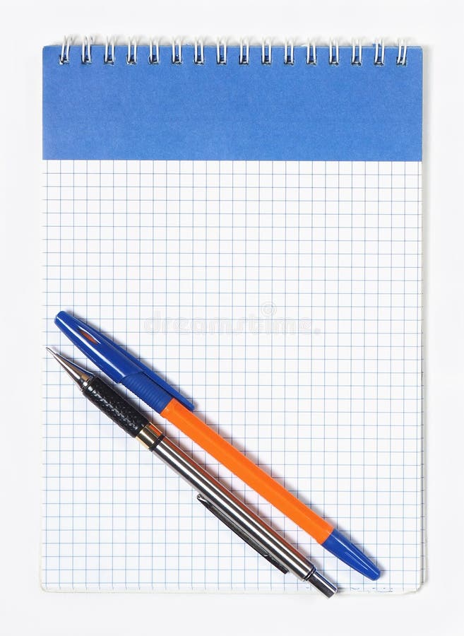Spiral Notebook with Pen and Pencil Stock Image - Image of information ...