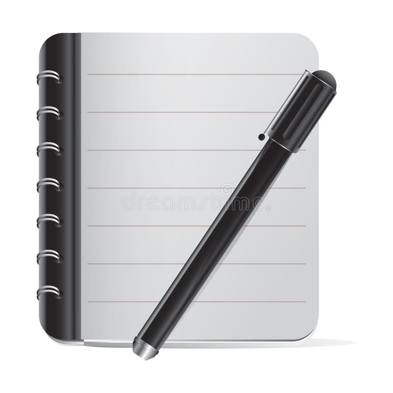 Spiral Notebook with Pen. Vector Illustration Decorative Design Stock ...