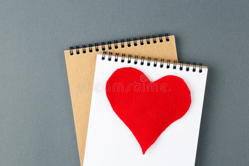 Spiral Notebook with Red Heart Stock Image - Image of creative ...