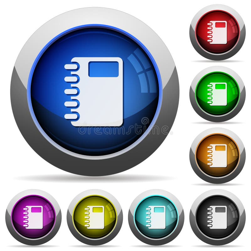 Spiral Notebook Round Glossy Buttons Stock Vector - Illustration of ...