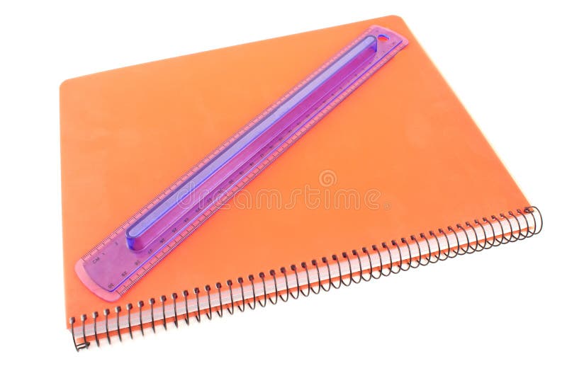 Spiral Notebook and School Ruler Isolated Stock Photo - Image of ...
