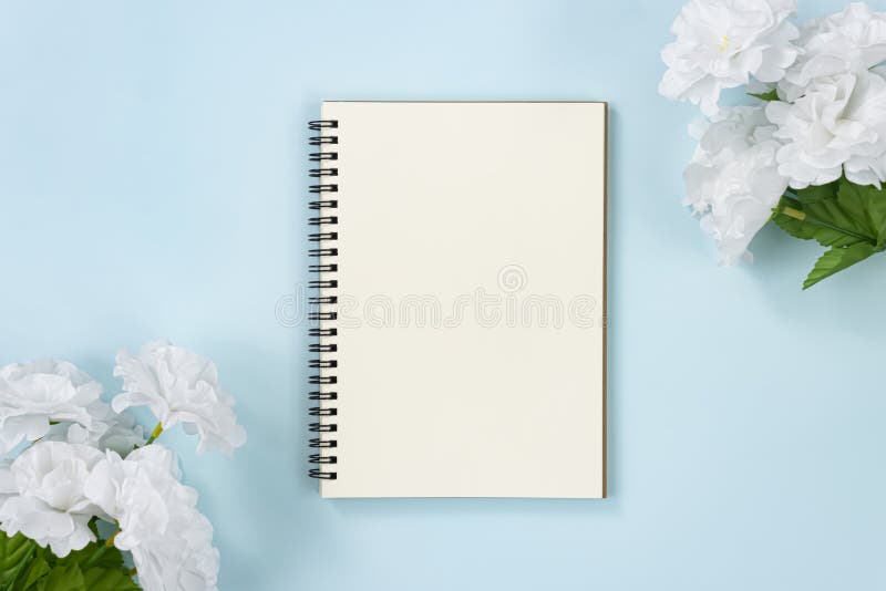 Spiral Notebook or Spring Notebook and Flowers on Pastel Minimalist ...