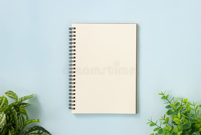 Spiral Notebook or Spring Notebook and Office Plants at Bottom on ...