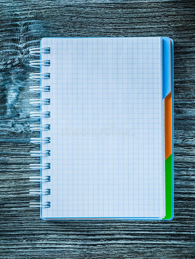Spiral Notebook on Wooden Board Stock Image - Image of copybook, paper ...