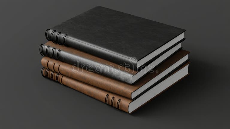 Spiral Notebooks are Stacked in a Design Mockup with a Dark Background ...