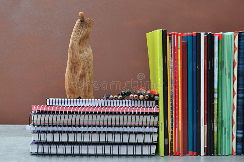Spiral Notebooks Stacked On A Shelf Stock Photo - Image of note, binder ...