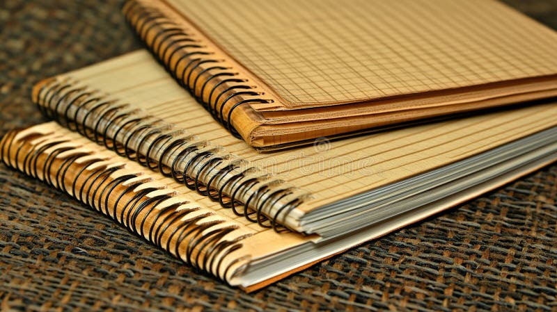 Spiral Notebooks Stacked on Textured Surface, Close-up Stock Photo ...