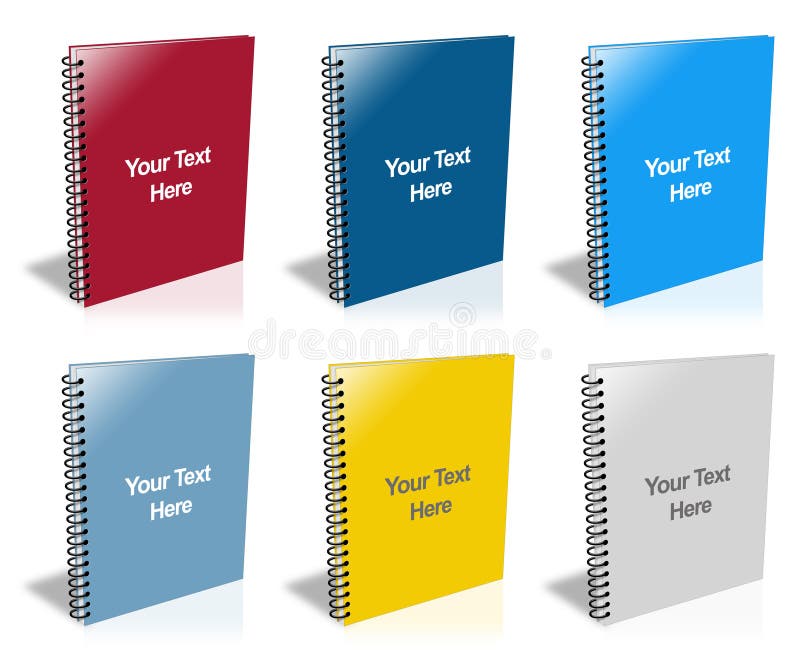 Spiral Notepad with Pencil Square Flat Multi Colored Icons Stock Vector ...