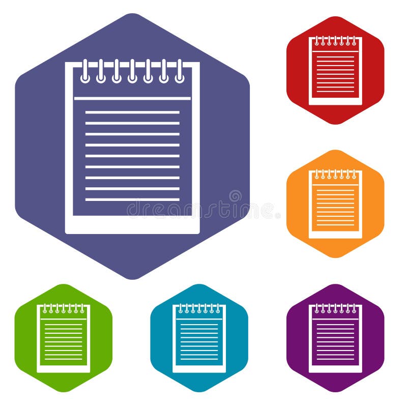 Spiral Notepad Icons Set Hexagon Stock Vector - Illustration of ...