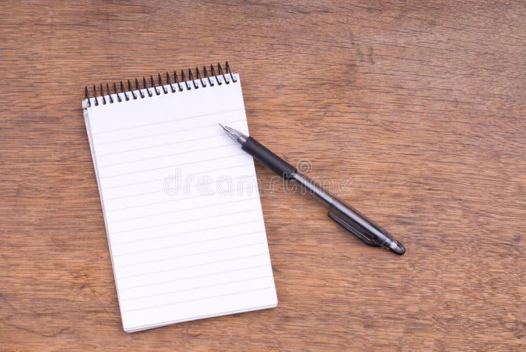 Spiral Notepad and Mechanical Pencil on Wood Stock Photo - Image of ...