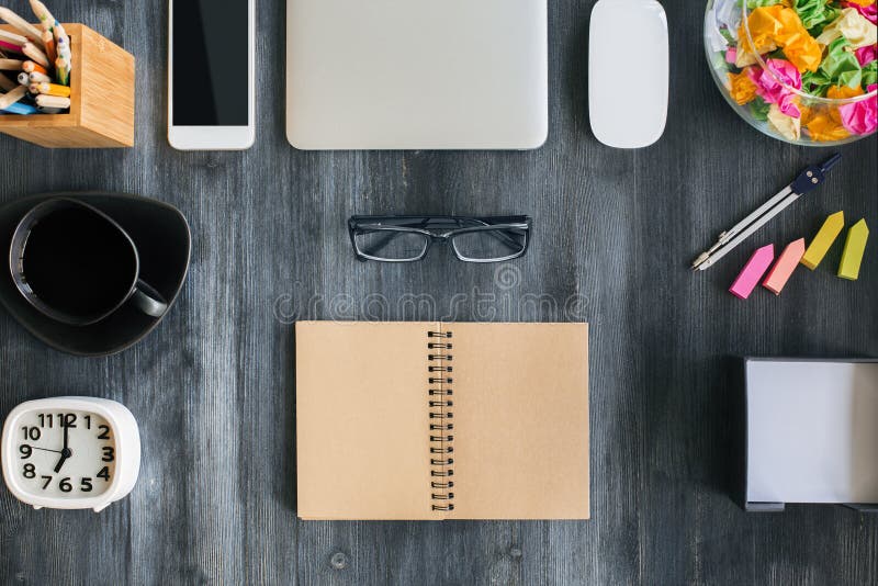 Spiral Notepad and Other Objects Stock Photo - Image of notepad, empty ...