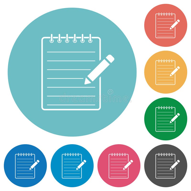 Spiral Notepad with Pencil Square Flat Multi Colored Icons Stock Vector ...