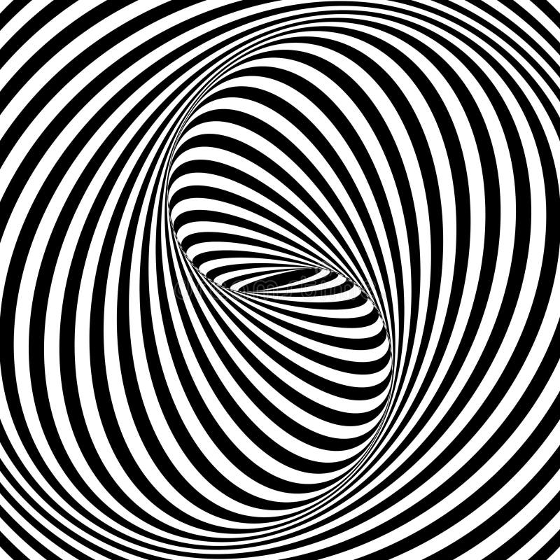 Spiral Optical Illusion. Black and White Vortex Lines. Striped Twisty ...