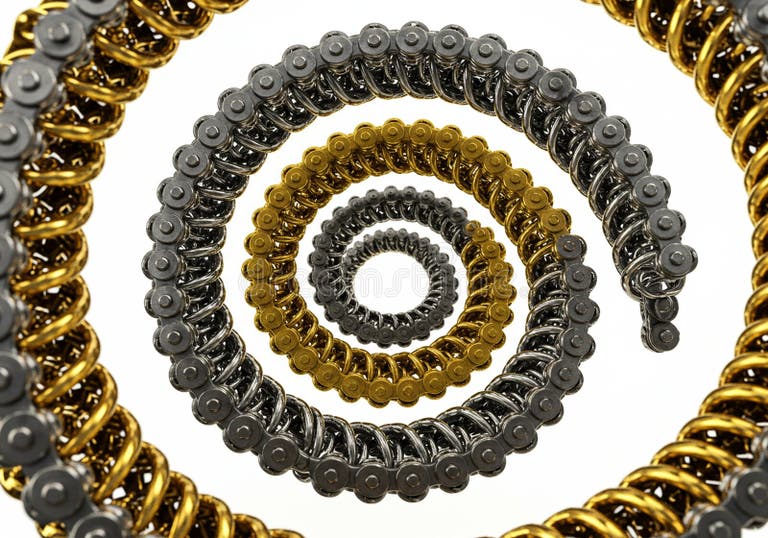 Spiral Pattern Composed of Interlocking Gold and Silver Chains ...