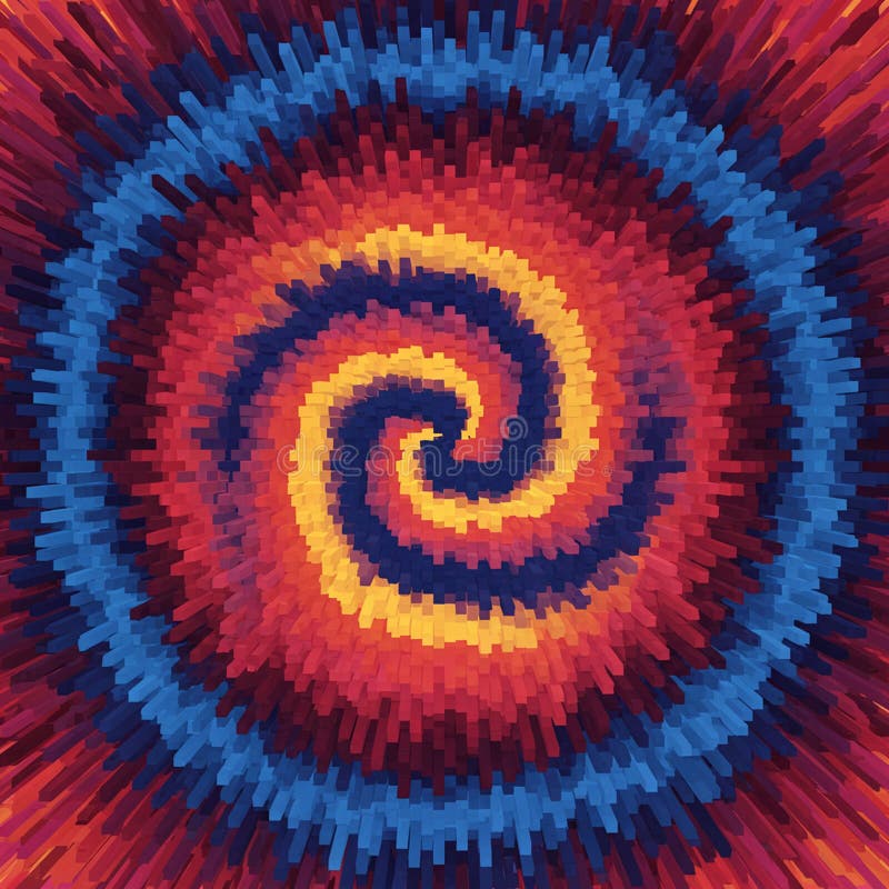 Spiral Pattern Composed of Protruding Rectangular Blocks in Vibrant ...