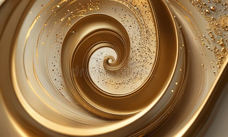 Spiral Pattern Gold and White Swirls, with Small Gold Specks Scattered ...