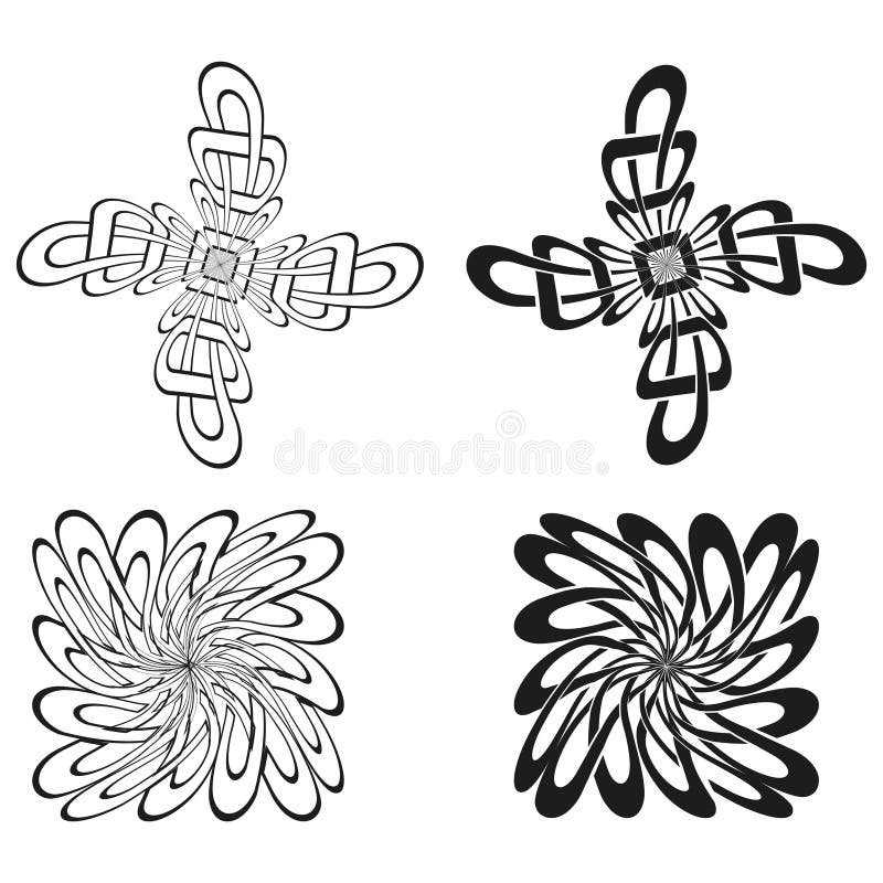 Spiral Pattern Illustration. Black White Swirl. Dynamic Line Flow ...