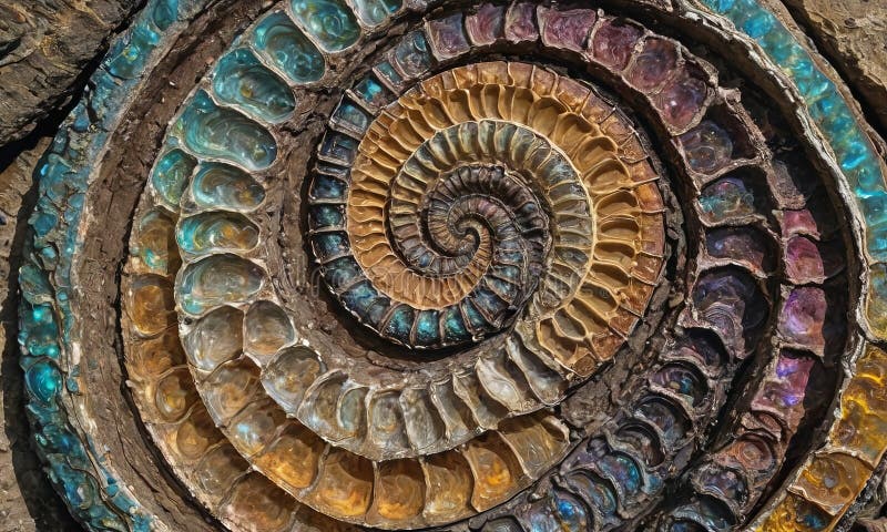 Spiral Pattern Overlapping Shells in Various Colors, Including Blue ...
