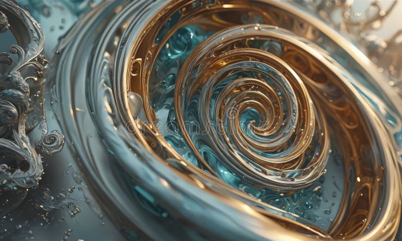 Spiral Pattern in Shades Blue and Gold, with Metallic Sheen, Creates ...