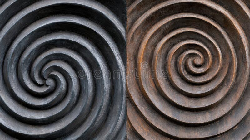 Spiral Patterns in Contrasting Textures, AI Stock Image - Image of ...