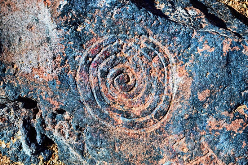 Spiral Petroglyph - Rock Art Stock Image - Image of monument ...