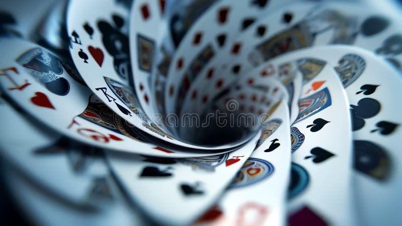 Spiral of Playing Cards Creating a Mesmerizing Vortex Effect ...