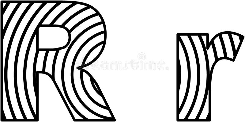 Font Letter R Uppercase Italic Typographic Spiral Effect Stock Vector ...