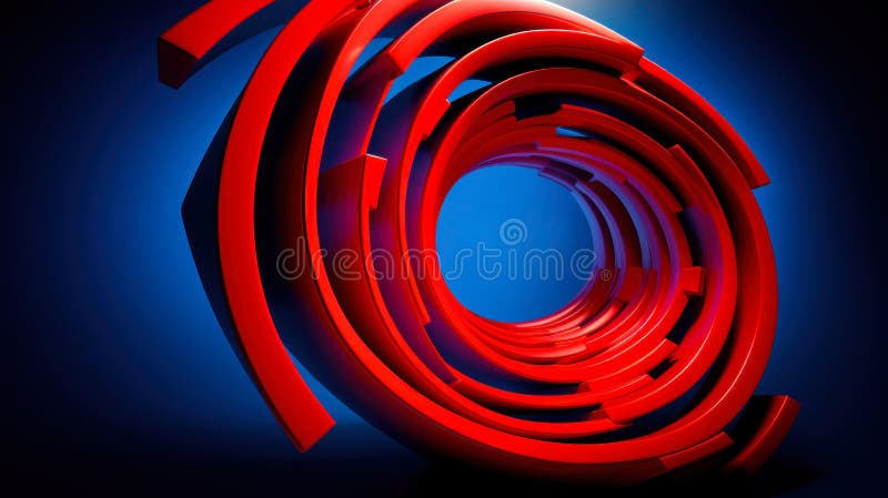 Spiral Red Blue Circle Sci-fi Generative Ai Stock Illustration ...
