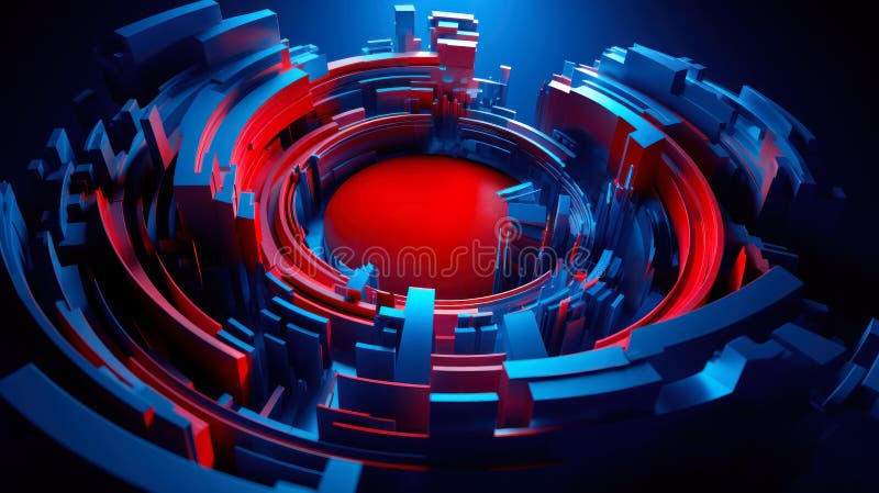 Spiral Red Blue Circle Sci-fi Generative Ai Stock Illustration ...