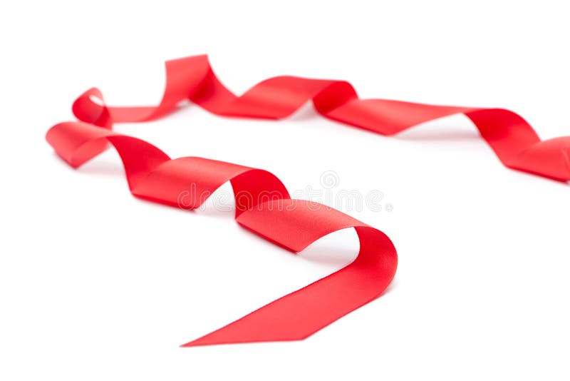 Bright and Cheerful Red Metallic Curled Ribbon Isolated on White ...