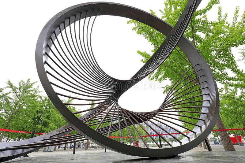 Spiral Sculpture in Green Trees, Beijing Olympic Park Editorial Image ...