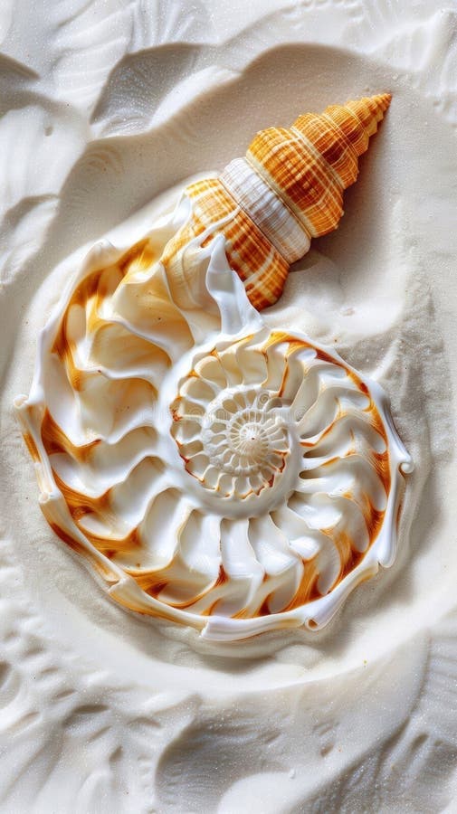 Spiral Seashell on Fine White Sand Stock Illustration - Illustration of ...