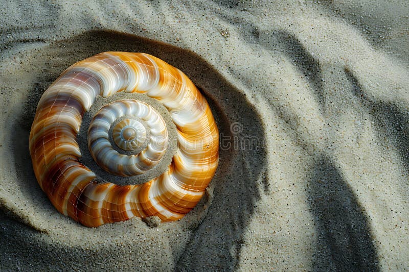 Seashell Spiral in Beach Sand Natures Ocean Treasure Stock Illustration ...