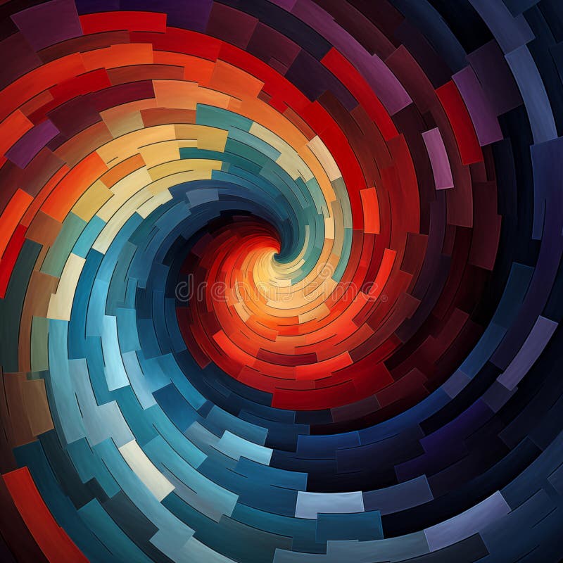 Spiral Segmented Vortex Swirls Colourful Digital Art Illustration Stock ...