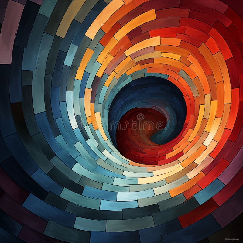 Spiral Segmented Vortex Swirls Colourful Digital Art Illustration Stock ...