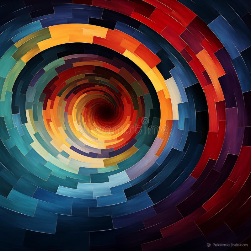 Spiral Segmented Vortex Swirls Colourful Digital Art Illustration Stock ...