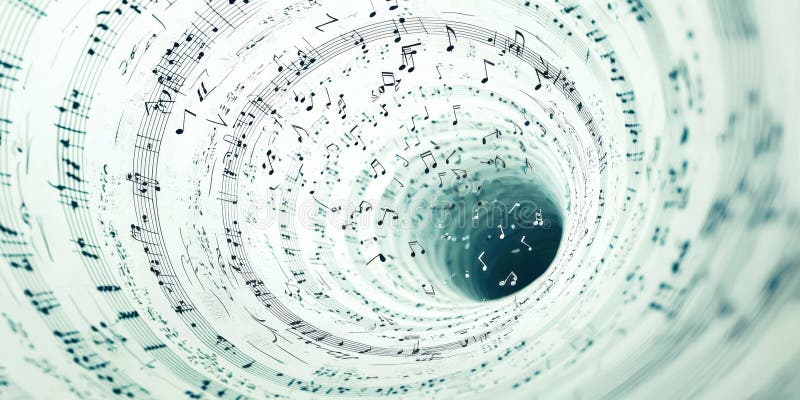Spiral Shaped Hole with a Lot of Music Notes in it Stock Illustration ...