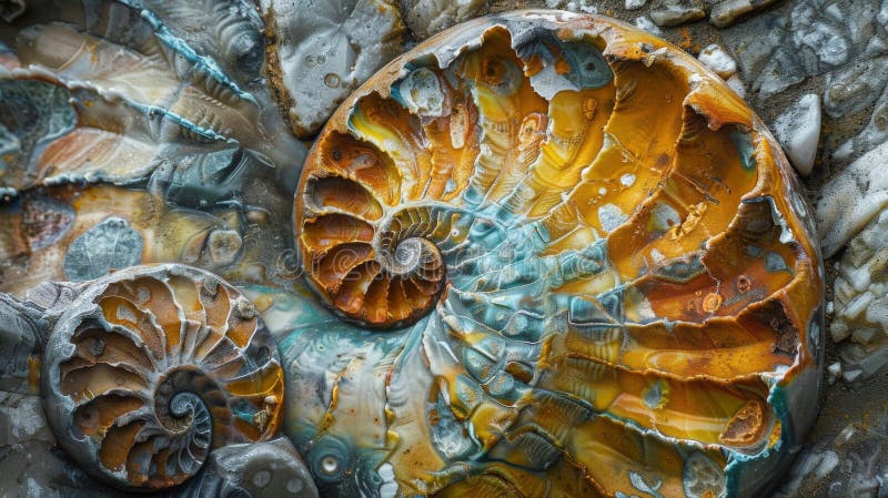 Spiral Shaped Shell with a Blue and Green Swirl. AI Generated Stock ...