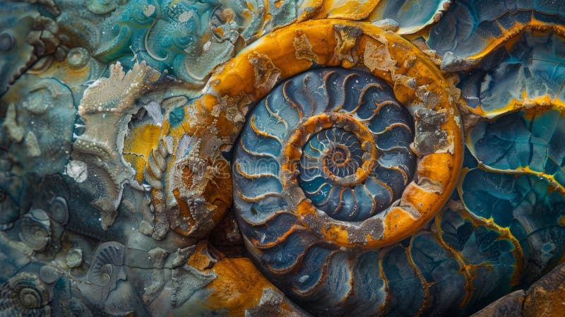 Spiral Shell with Blue and Orange Colors. AI Generated Stock ...