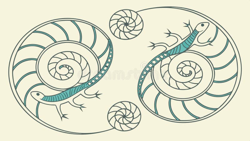 Spiral Shell Pair Illustration Marine Nature Design Elements Vector ...