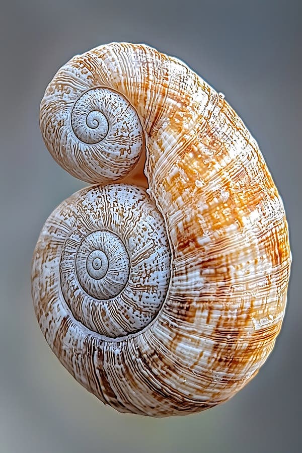 A Spiral Snail Shell in Macro, Blending Soft Beige and Brown Gradients ...