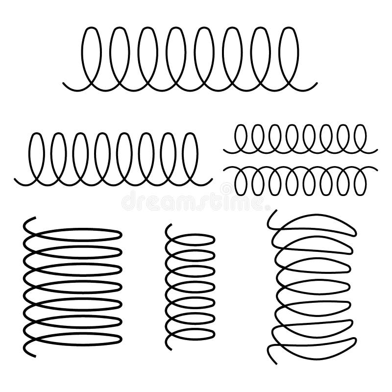 Spiral Spring Vector Logo Icon of Swirl Line or Curved Wire Cord ...