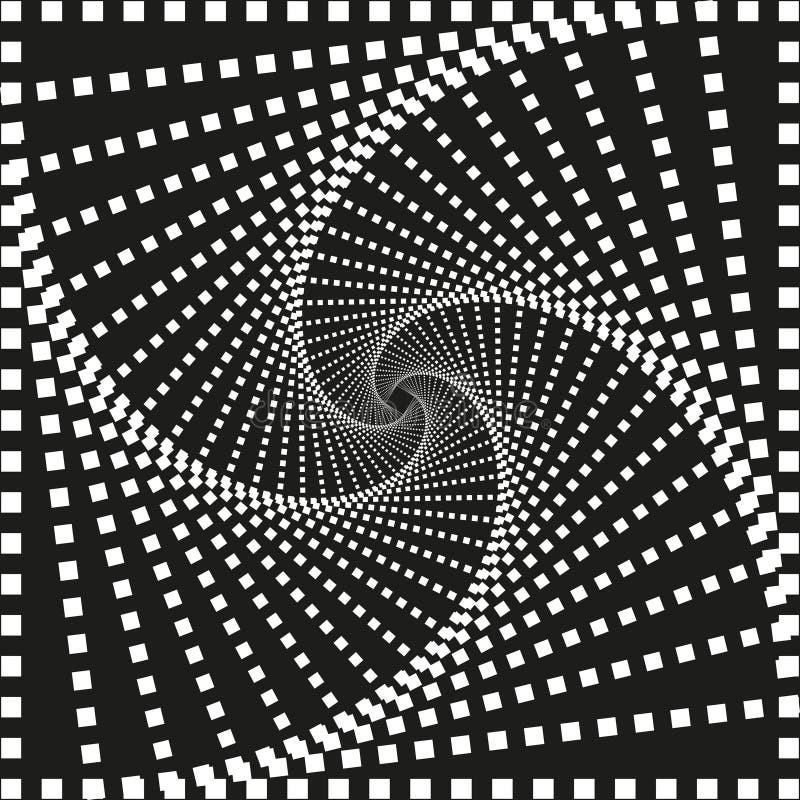 Spiral Square Shape. Optical Illusion Vector. Black White Contrast ...