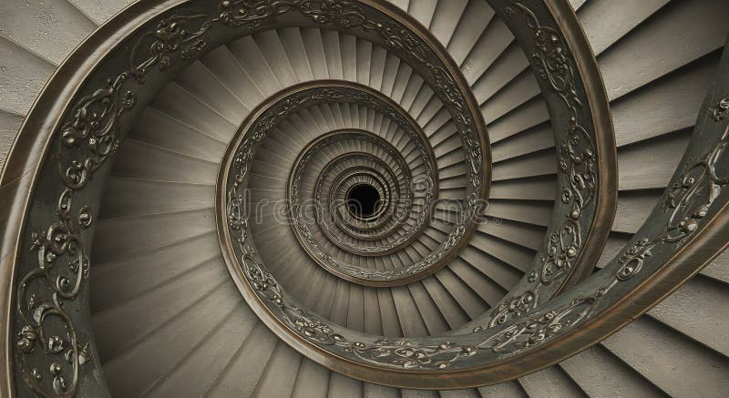 Spiral Staircase from Above with Decorative Railing and Circular Steps ...
