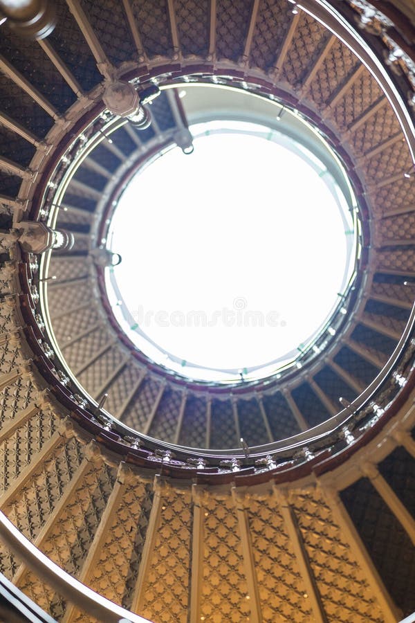 Spiral Staircase with Skylight on Top Seen from Below Stock Photo ...