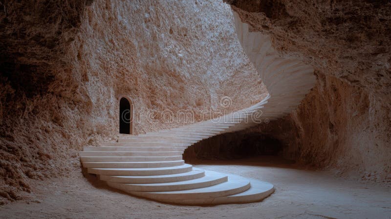 Spiral staircase in a cave stock illustration. Illustration of spiral ...