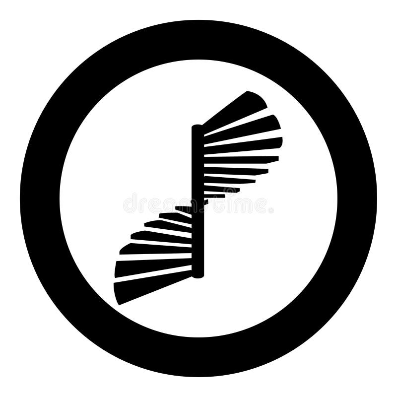 Spiral Staircase Circular Stairs Icon in Circle Round Black Color ...