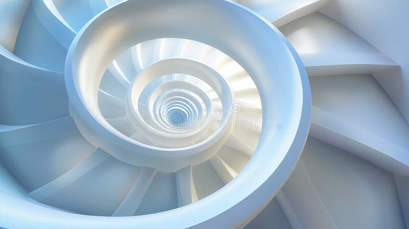 Spiral Staircase in Cool Blue Tones Stock Illustration - Illustration ...