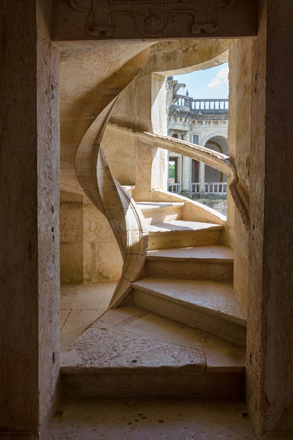 Spiral Staircase in the Courtyard of a Medieval Castle Stock Photo ...