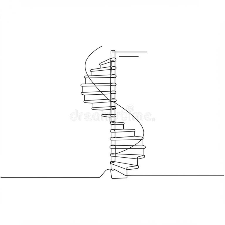 Spiral Staircase Drawn in a Minimalistic, Continuous Line Style ...